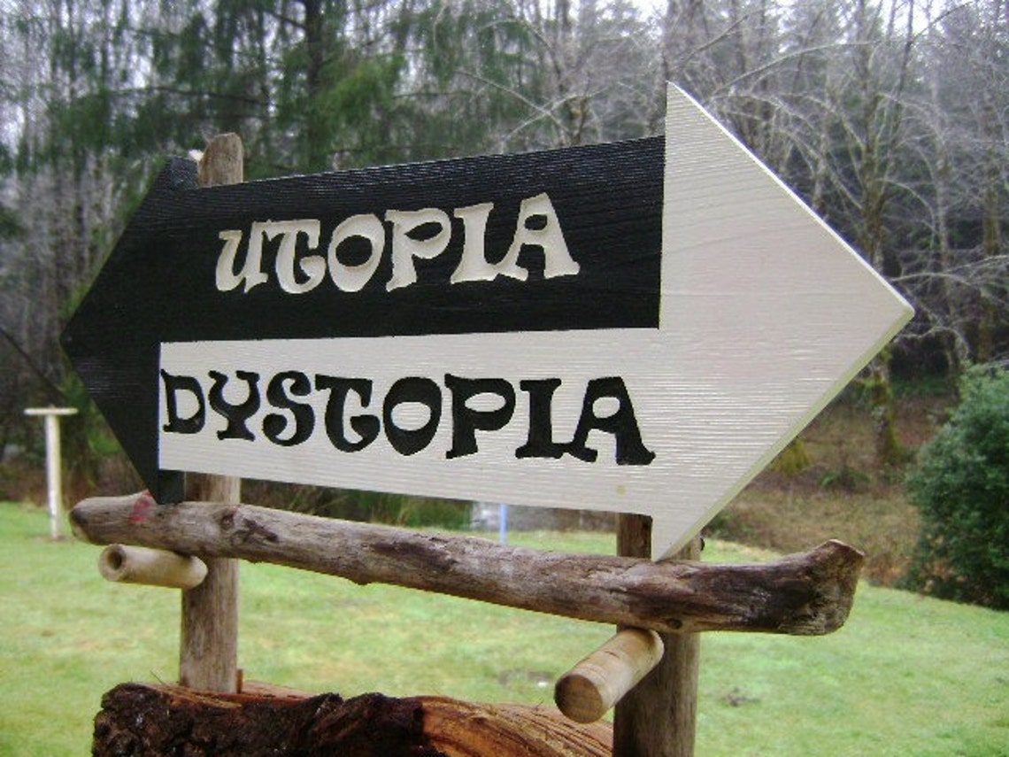 Fantasy Sign UTOPIA DYSTOPIA Hand-cut Black & White Letters - Etsy