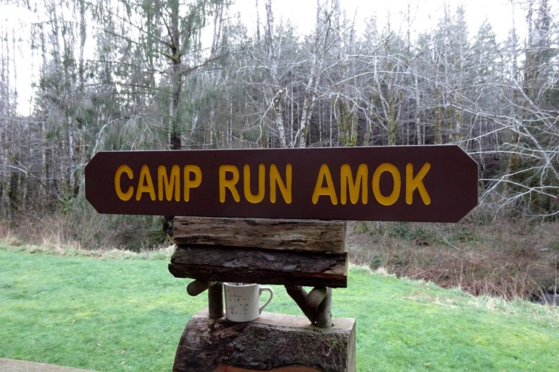 CAMP RUN AMOK Sign Playful Park Style Path Trail Road Cabin - Etsy