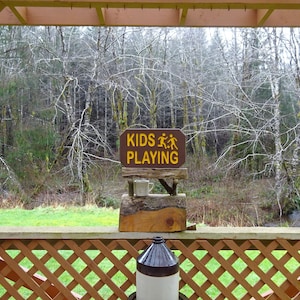 KIDS PLAYING Campground Sign With Kid’s Symbol, Park Road Street Cabin ...