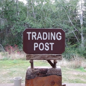 TRADING POST Park Style Campground Sign, Trail Road Cabin Refuge Lodge ...