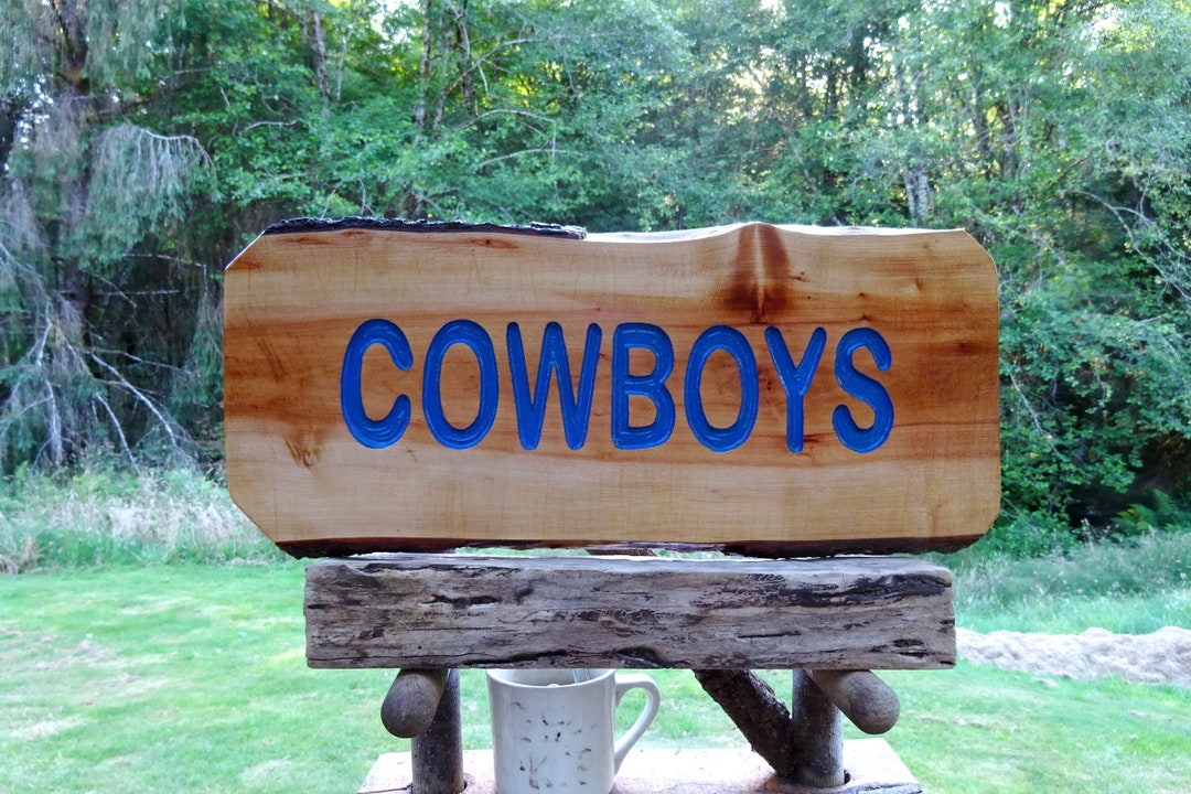 COWBOYS Rustic Western Bunk or Bath House Sign, Hand Carved Routed ...