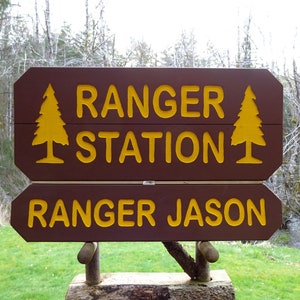 RANGER STATION Sign With Name Add-on, Park Style Trail Road Lodge ...