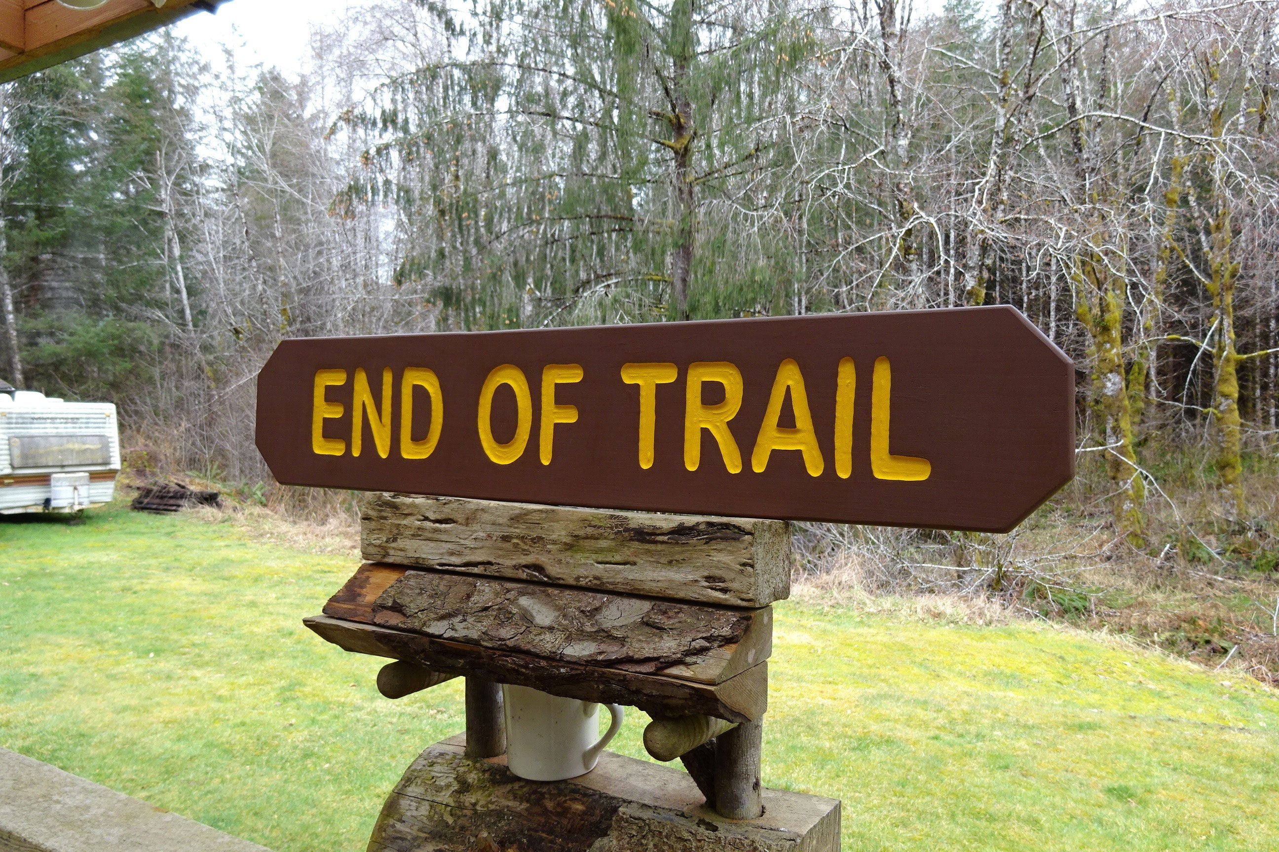 Park Style End of Trail Sign In/outdoor Hiking Path Cabin Lodge ...
