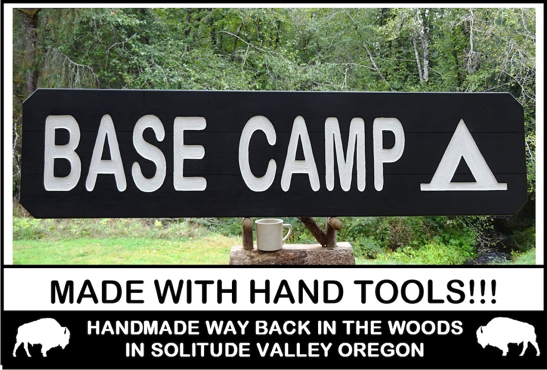 BASE CAMP Sign With Camping Symbol, Park Style Cabin Lodge Retreat ...