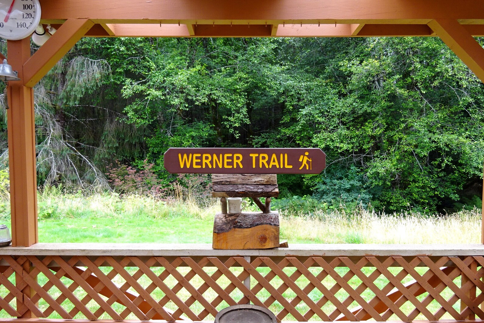 TRAIL NAME Family Name Sign & Hiker, Park Service Style Trail Cabin ...