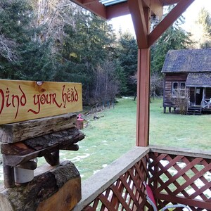 MIND YOUR HEAD Sign, Hobbit Style Tolkien Lord of the Rings Hand Carved ...