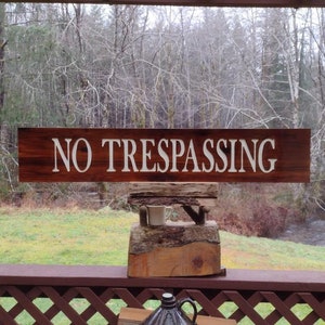 No TRESPASSING Sign, Customizable Rustic Style Outdoor Fence Road Cabin ...
