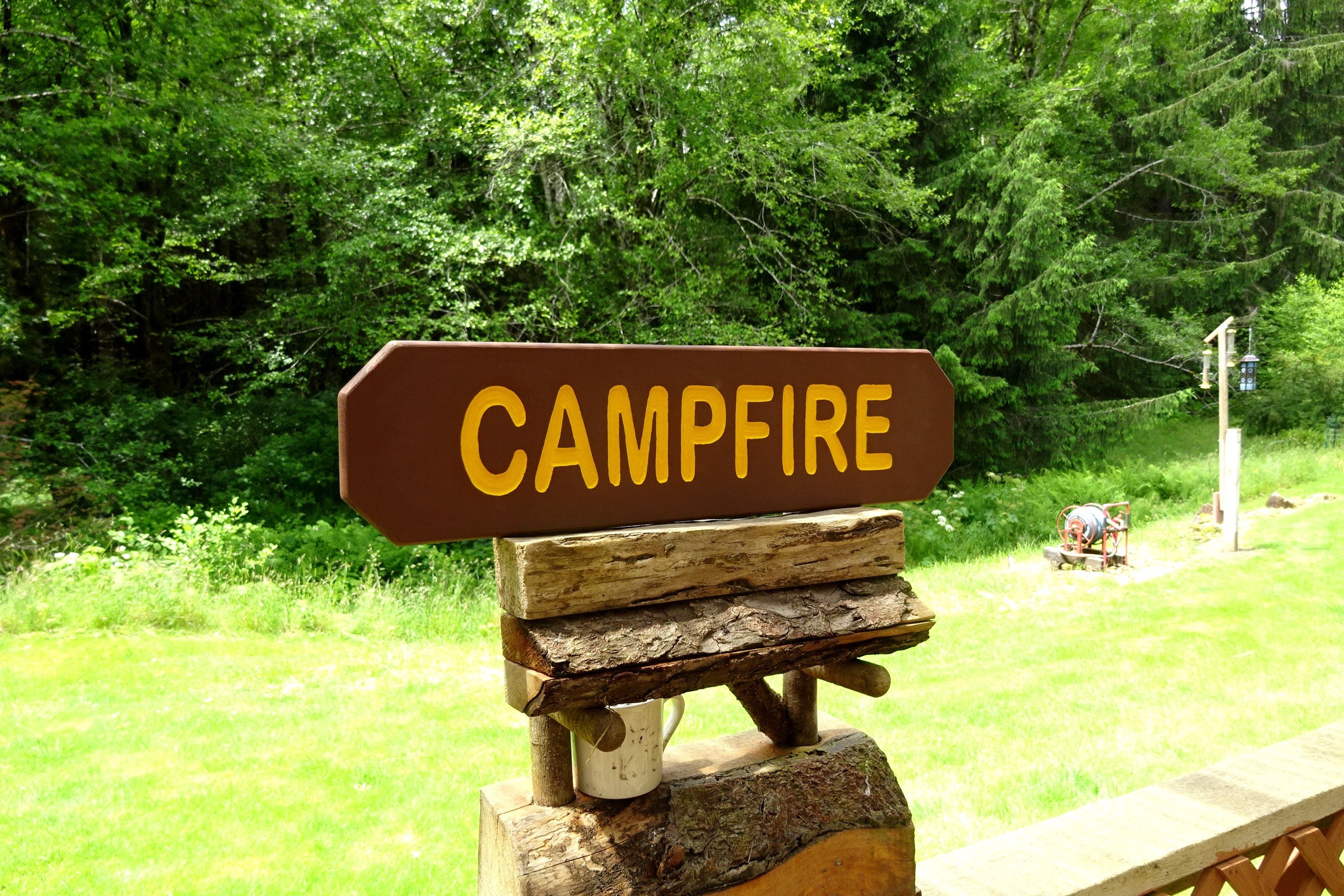 CAMPFIRE Campground Sign, National Park Style Fire Pit House Cabin ...