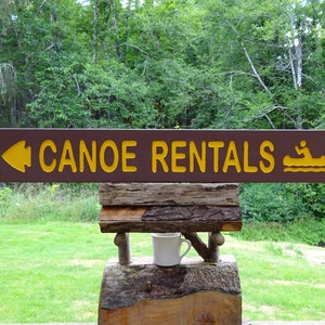CANOE RENTAL Sign, National Park Style Trail Lodge Campground Sign ...