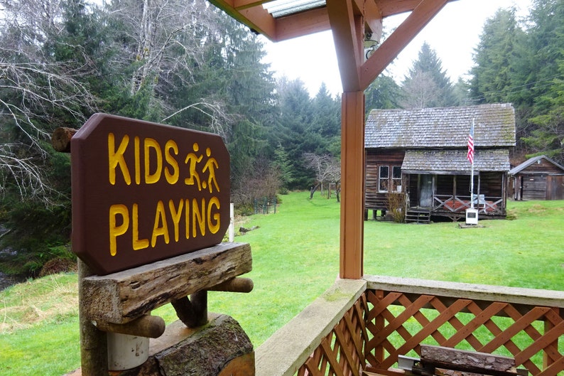 KIDS PLAYING Campground Sign With Kids Symbol Park Path | Etsy