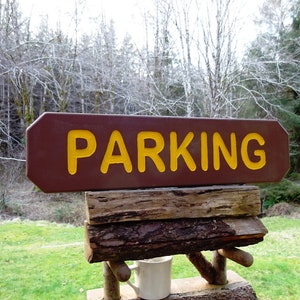 PARKING Camp Lot or Area Park Style Sign, Road Street Home Cabin Lodge ...