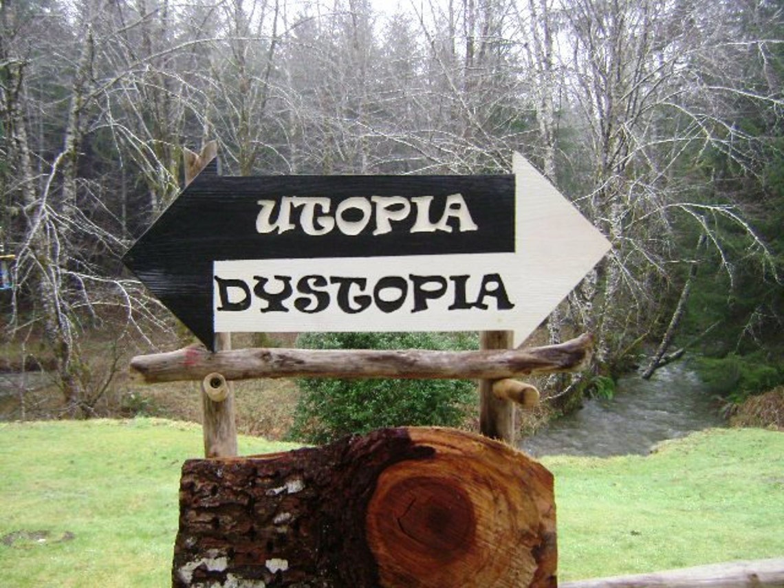 Fantasy Sign UTOPIA DYSTOPIA Hand-cut Black & White Letters - Etsy