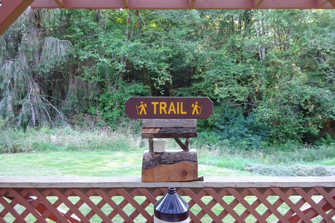 TRAIL WITH 2 HIKERS Sign Park & Forest Service Path Trail - Etsy