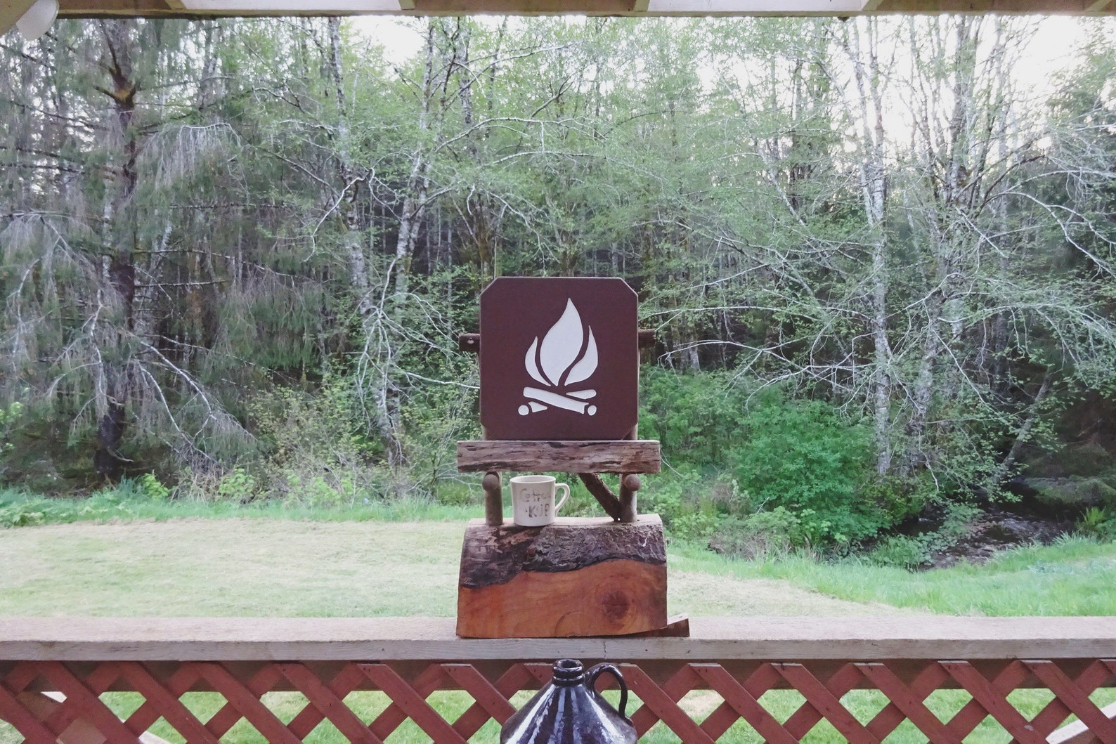Vintage Style Campground CAMPFIRE SYMBOL or ICON Sign, Trail Road Cabin ...