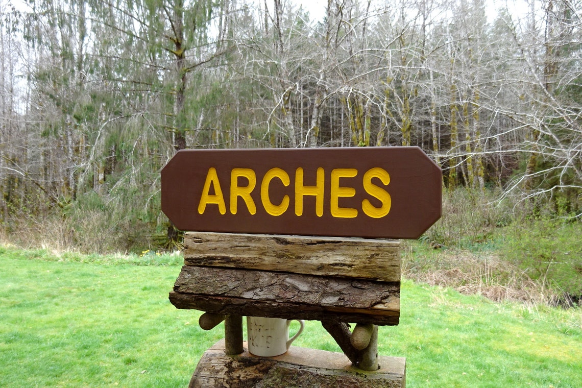 National Park Service Style ARCHES Sign Trail Road Cabin - Etsy