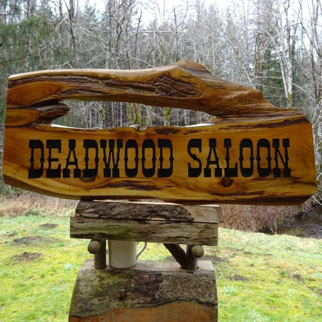 DEADWOOD SALOON Rustic Bar Sign, Natural Edge Style Sign for Family ...