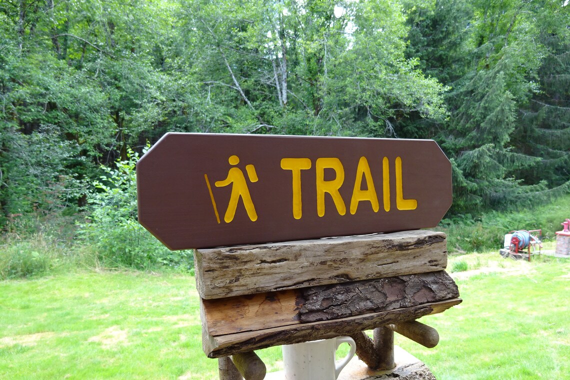 Park TRAIL Sign With Hiker Going Left Park Style Path Trail - Etsy