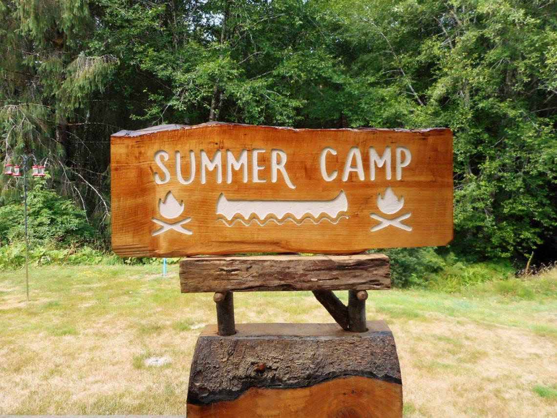 SUMMER CAMP Rustic Outdoor Recreation Wood Sign. Hand Carved | Etsy