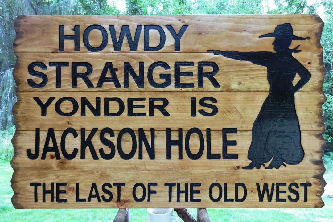 JACKSON HOLE Sign, Iconic Wyoming State Scenic Attraction. Road Cabin ...