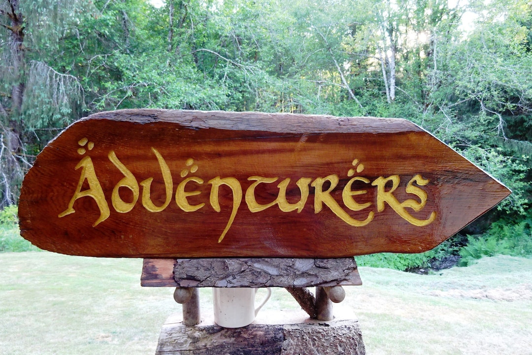 ADVENTURES Fantasy Tolkien LOTR Lord of the Rings Style Sign; Carved ...