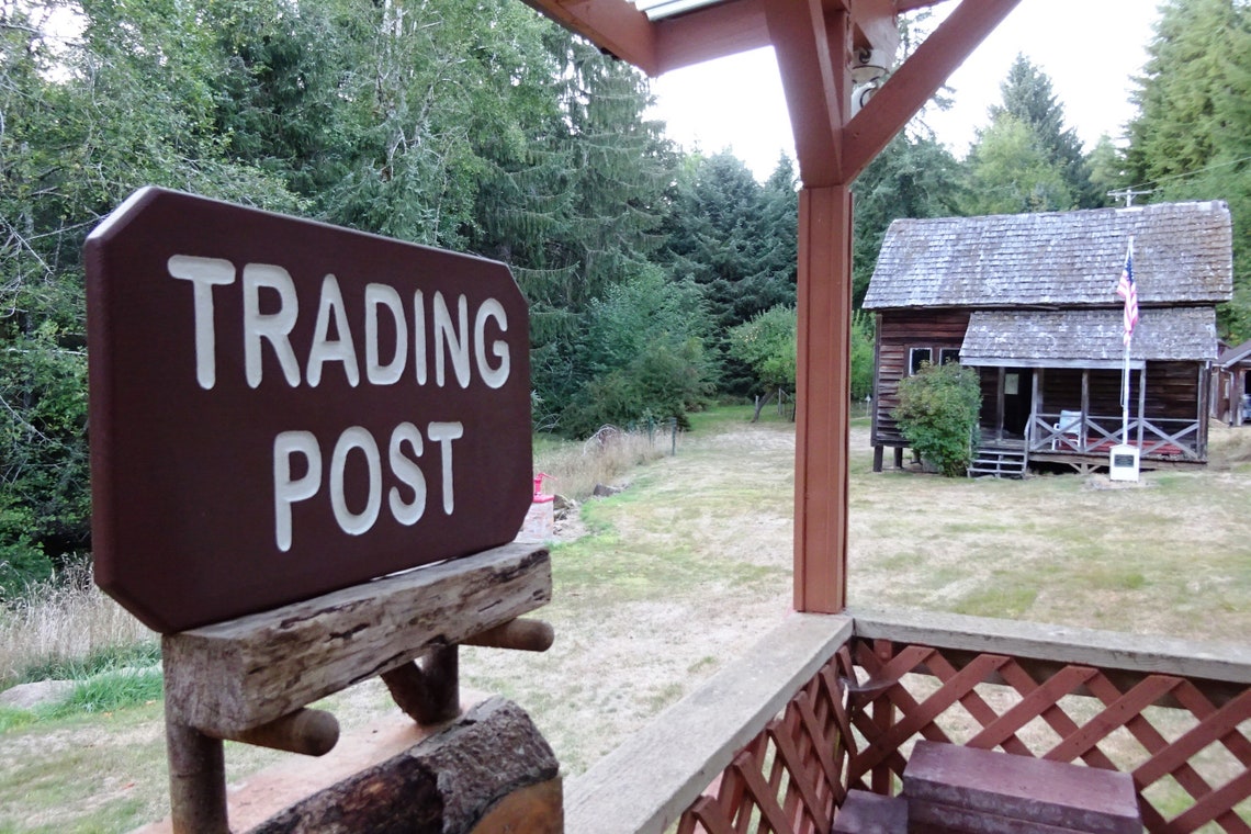 TRADING POST Park Style Campground Sign, Trail Road Cabin Refuge Lodge ...