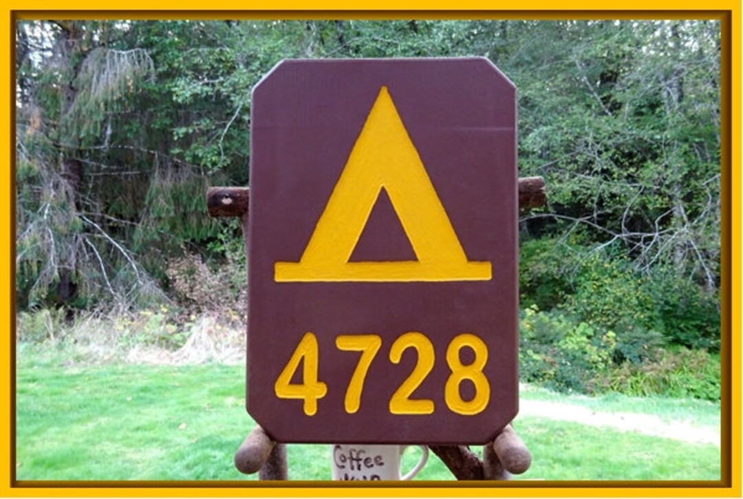 CAMP ADDRESS Teepee or Tent Symbol Sign. Park Style Path Trail Road ...