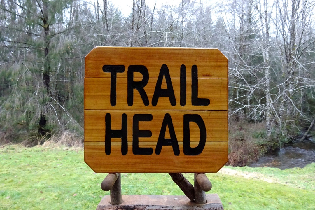 TRAIL HEAD Western Red Cedar Sign, Park Path Trail Hiking Camping ...