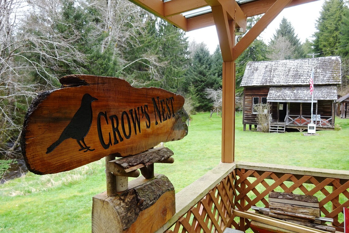 CROWS NEST Sign on Natural-edge Volcanic Western Red Cedar - Etsy