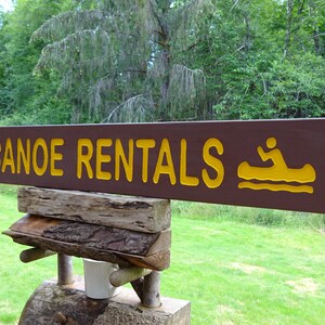 CANOE RENTAL Sign, National Park Style Trail Lodge Campground Sign ...