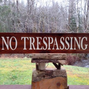 No TRESPASSING Sign, Customizable Rustic Style Outdoor Fence Road Cabin ...