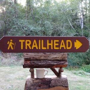 TRAILHEAD With Hiker and Arrowhead, Park Style Path Hiking Trail Cabin ...