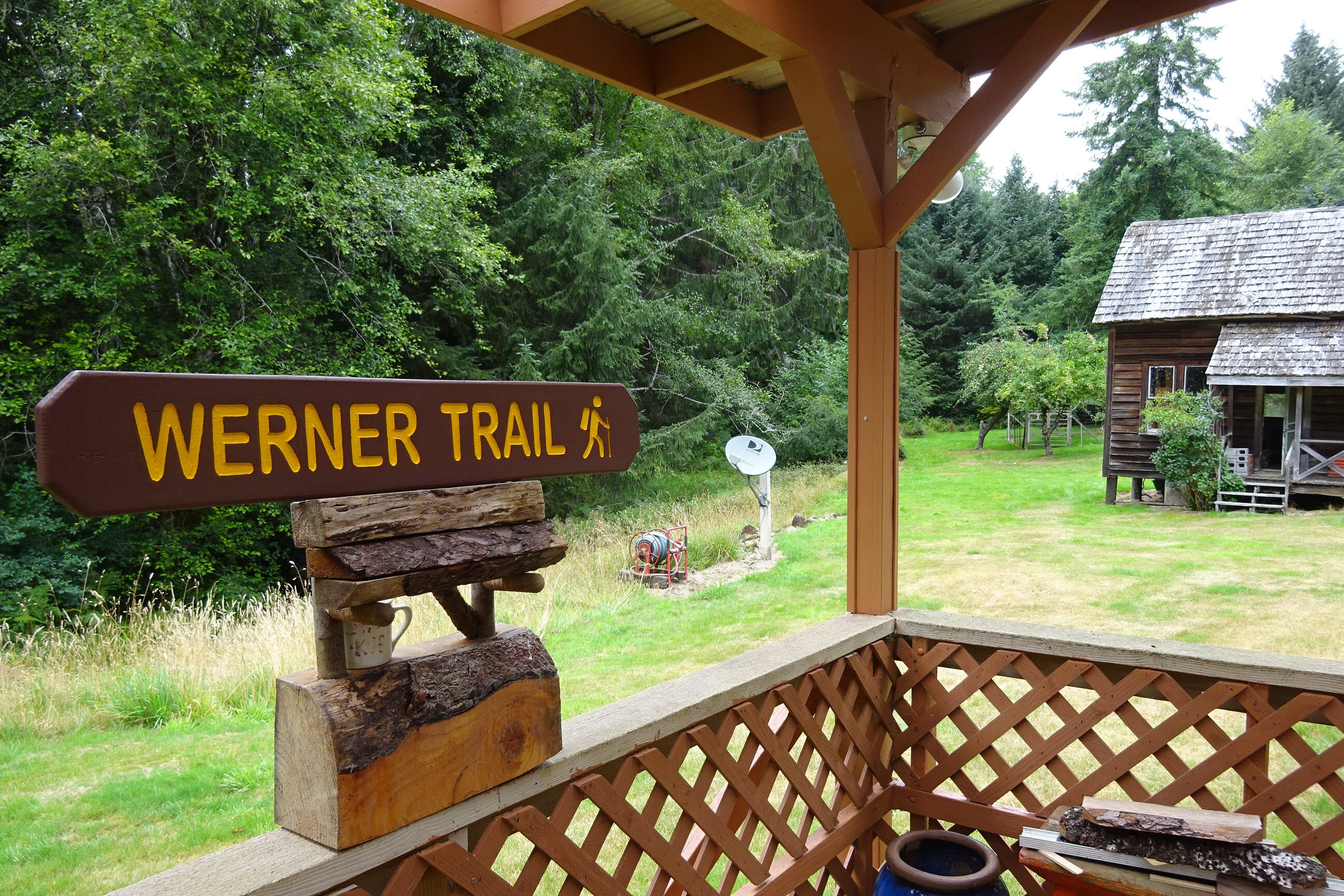 TRAIL NAME Family Name Sign & Hiker, Park Service Style Trail Cabin ...