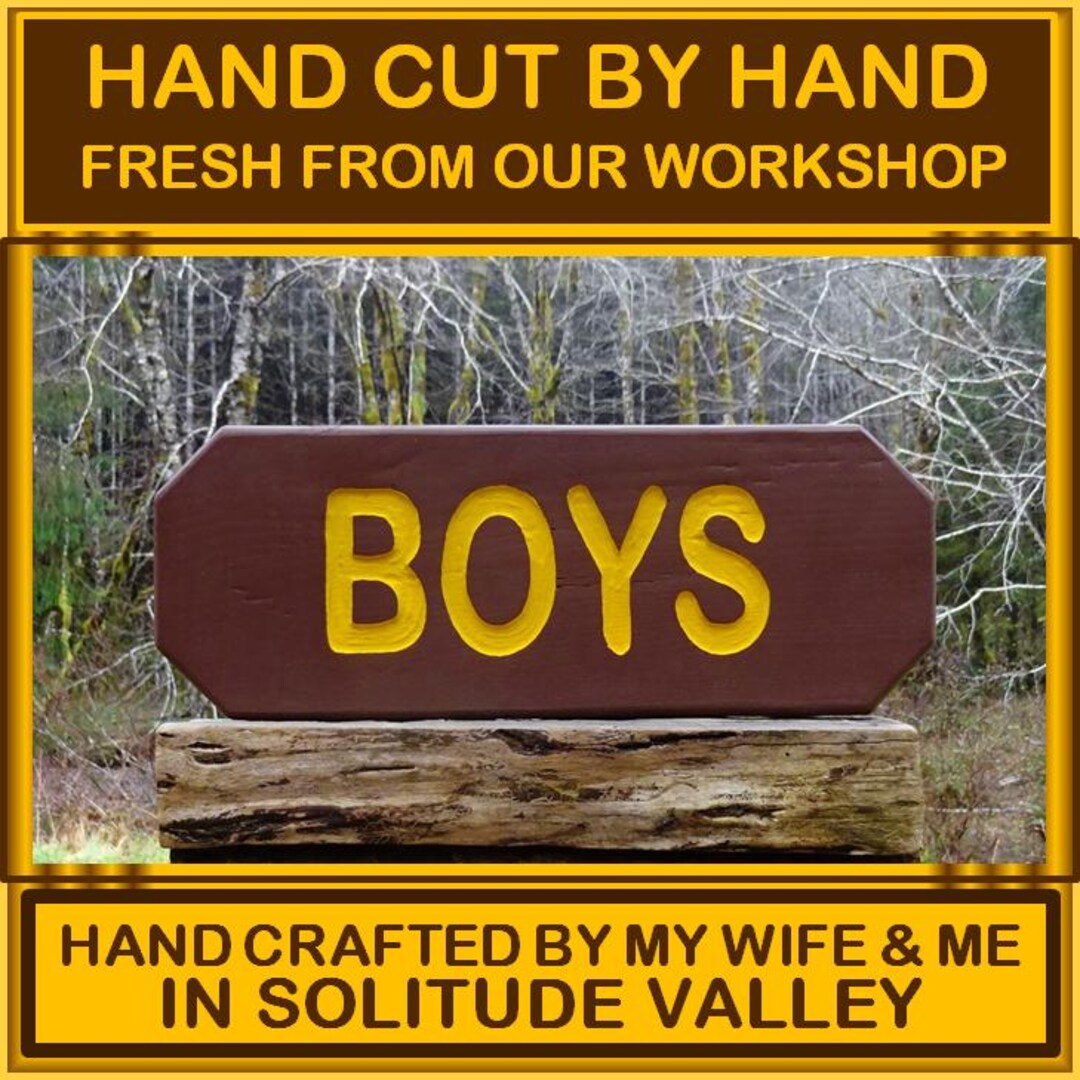 Vintage Park Style BOY’S Toilet Sign, Restroom Shower Bedroom Fort ...