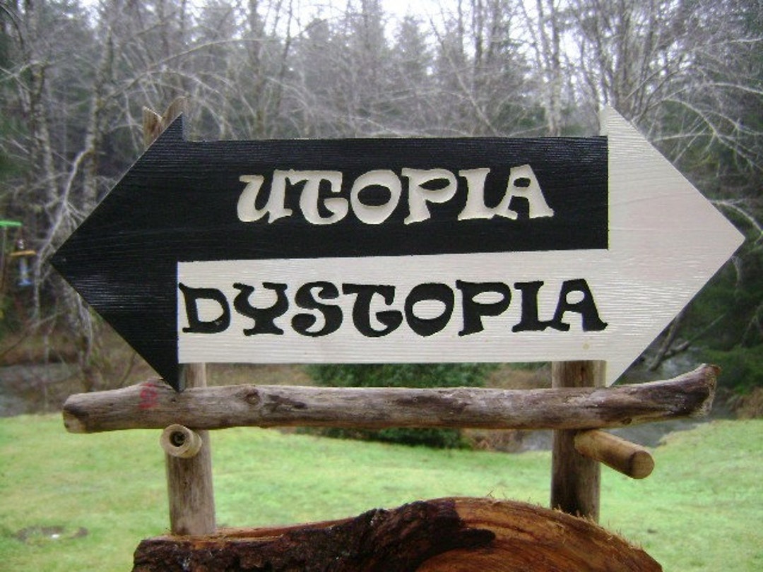 Fantasy Sign, UTOPIA DYSTOPIA, Hand-cut Black & White Letters on an ...