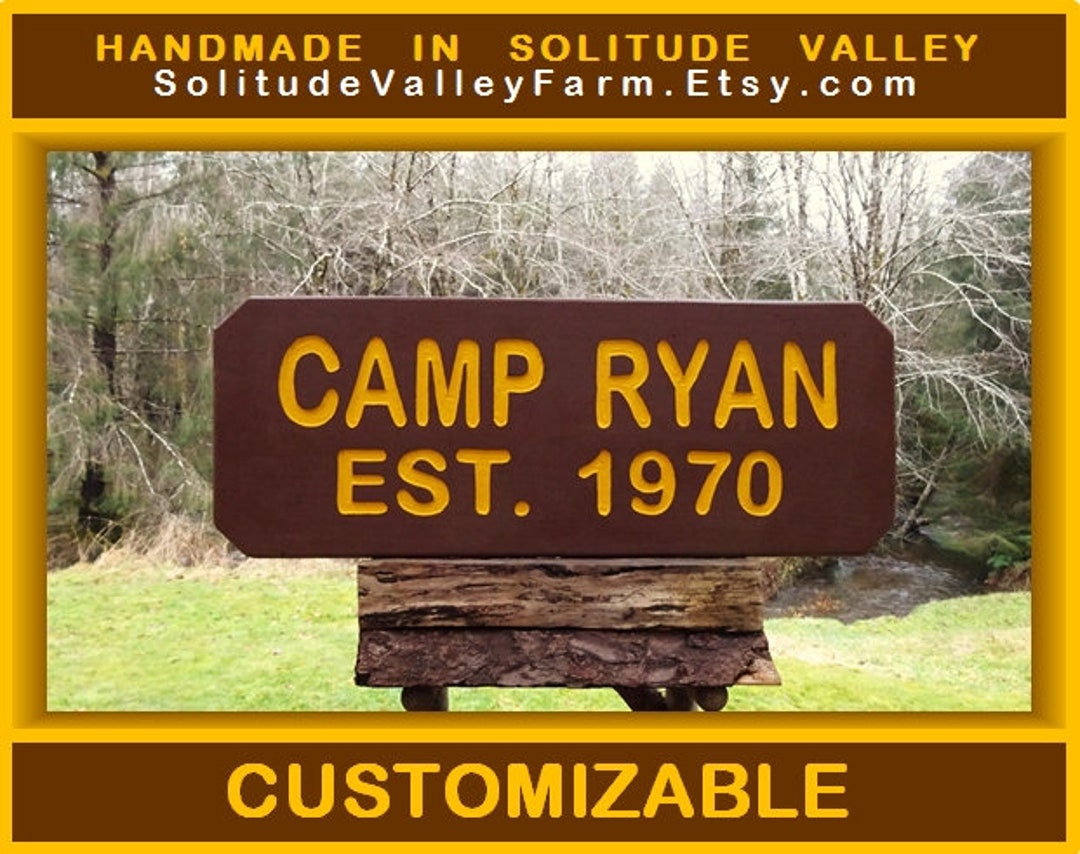 CAMP NAME Sign With Est. Date, Park & Forest Service Style Trail Road ...