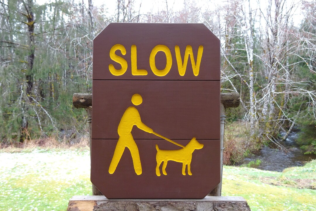 SLOW DOG WALKERS National Park Traffic Safety Sign, Carved Routed ...