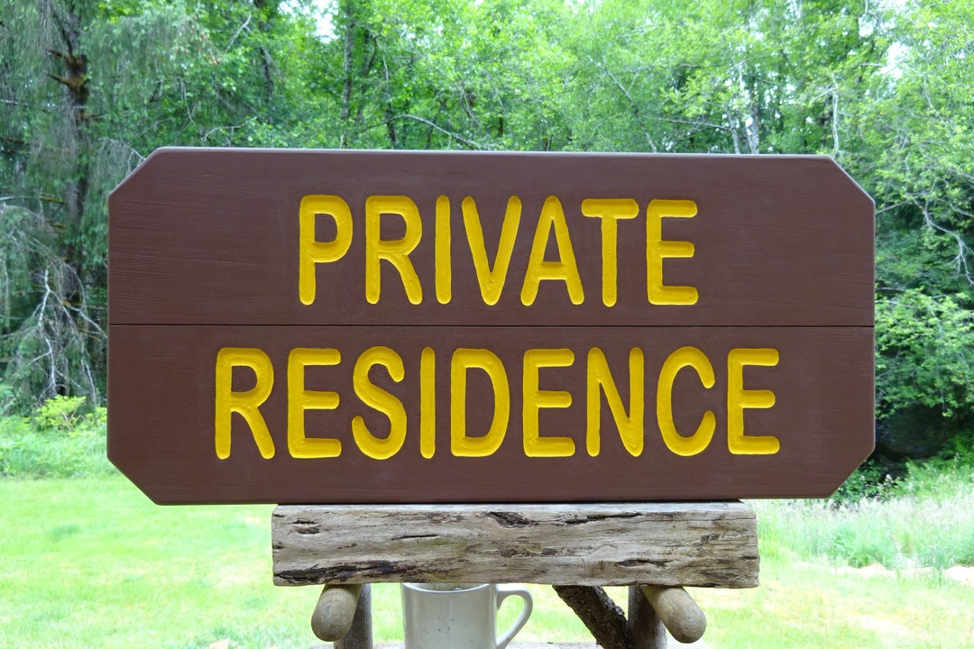 PRIVATE RESIDENCE Park Style Sign Outdoor Driveway Gate Road Street ...