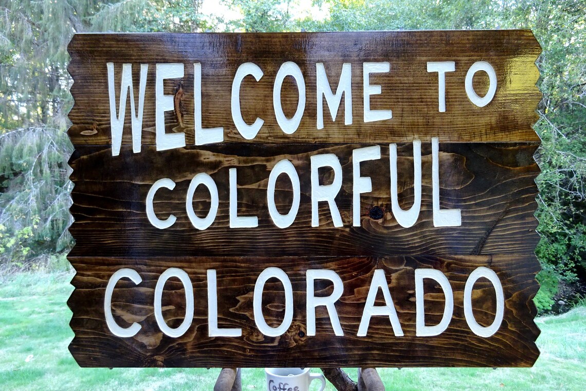 WELCOME to COLORFUL COLORADO Iconic Scenic Highway Sign Cabin | Etsy