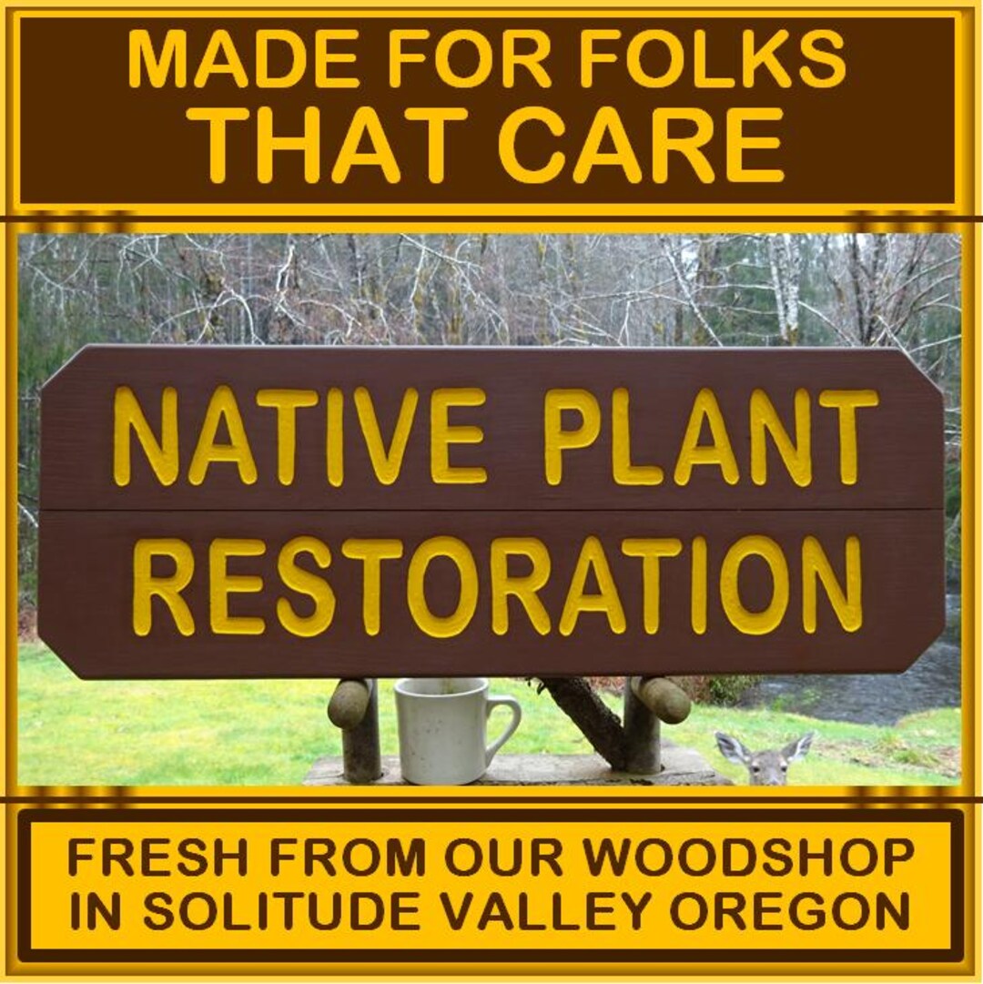Hand Carved Plant Restoration Sign, National Park Campground Style Sign ...