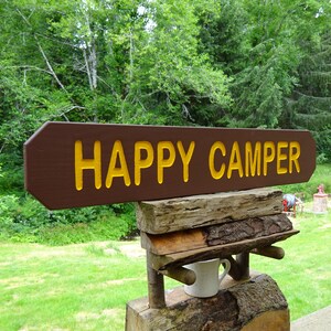 HAPPY CAMPER Park Style Camping Sign, RV Park Cabin Refuge Lodge ...