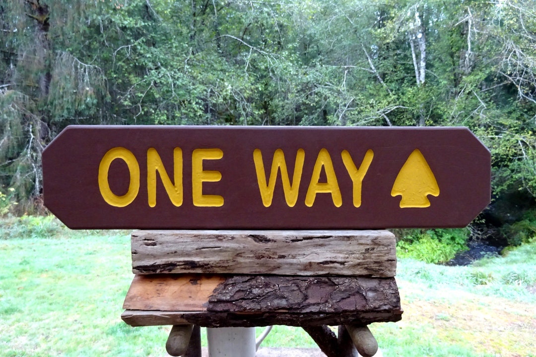 Park Style ONE WAY Sign With Arrow, Hand Carved Routed Painted for ...