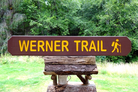 TRAIL NAME Family Name Sign & Hiker Park Service Style Trail | Etsy