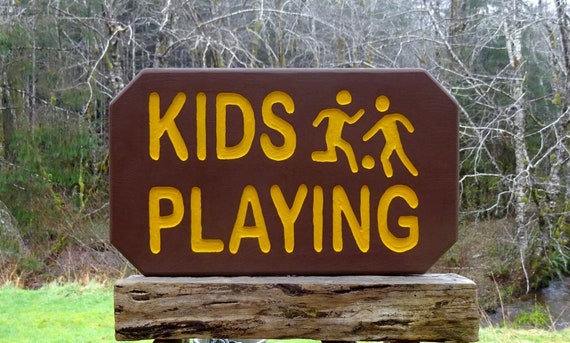 KIDS PLAYING Park Style Playground Symbol Sign. Park Trail | Etsy