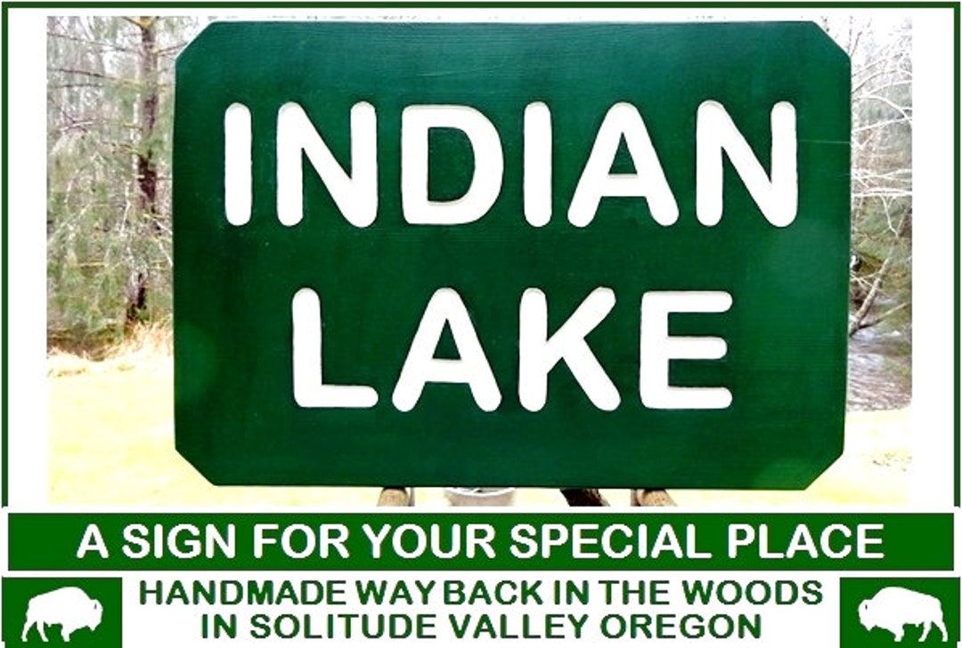 LAKE NAME Customizable Viewing Area Sign, Park Style Trail Cabin Refuge ...