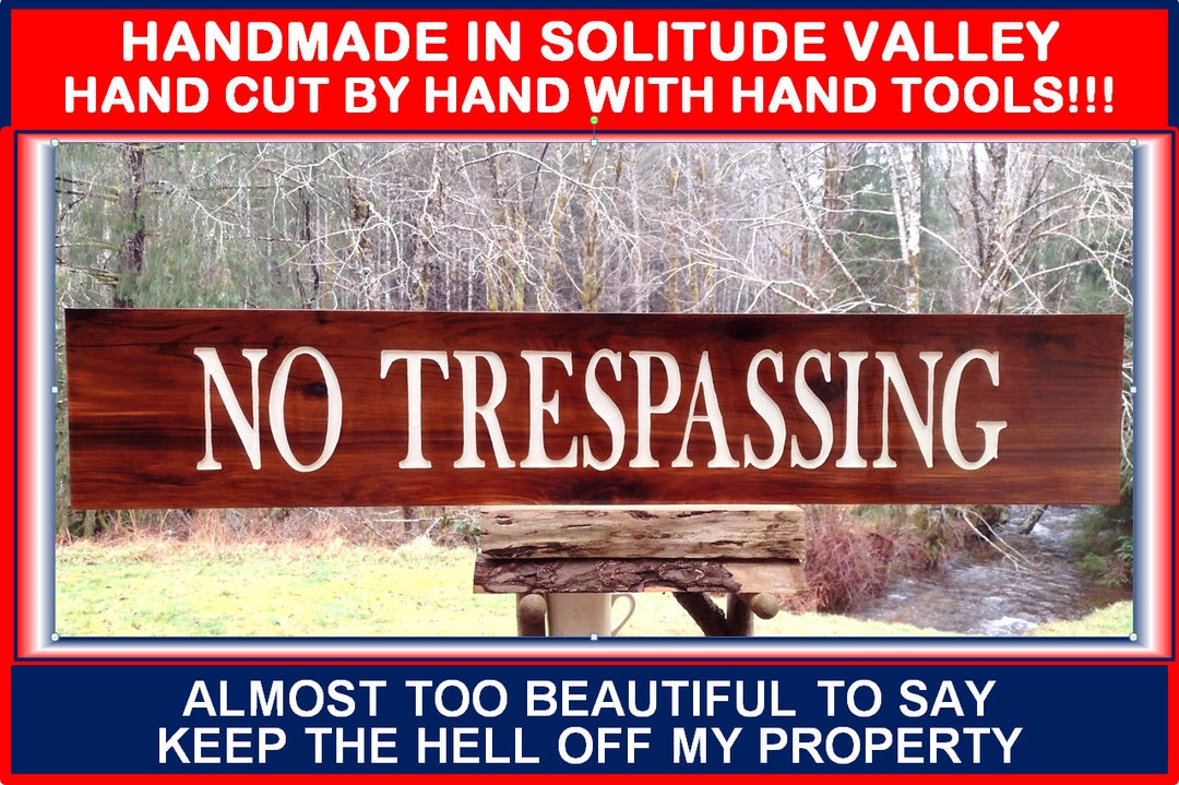 No TRESPASSING Sign, Customizable Rustic Style Outdoor Fence Road Cabin ...