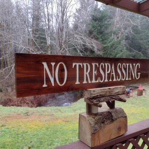 No TRESPASSING Sign, Customizable Rustic Style Outdoor Fence Road Cabin ...