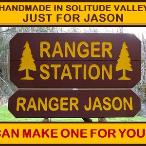 RANGER STATION Sign With Name Add-on, Park Style Trail Road Lodge ...