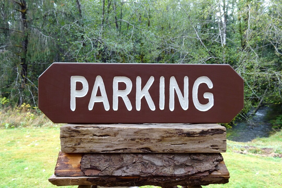 PARKING Lot, Camp or Park Sign, Road Cabin Refuge Lodge Retreat Camp ...