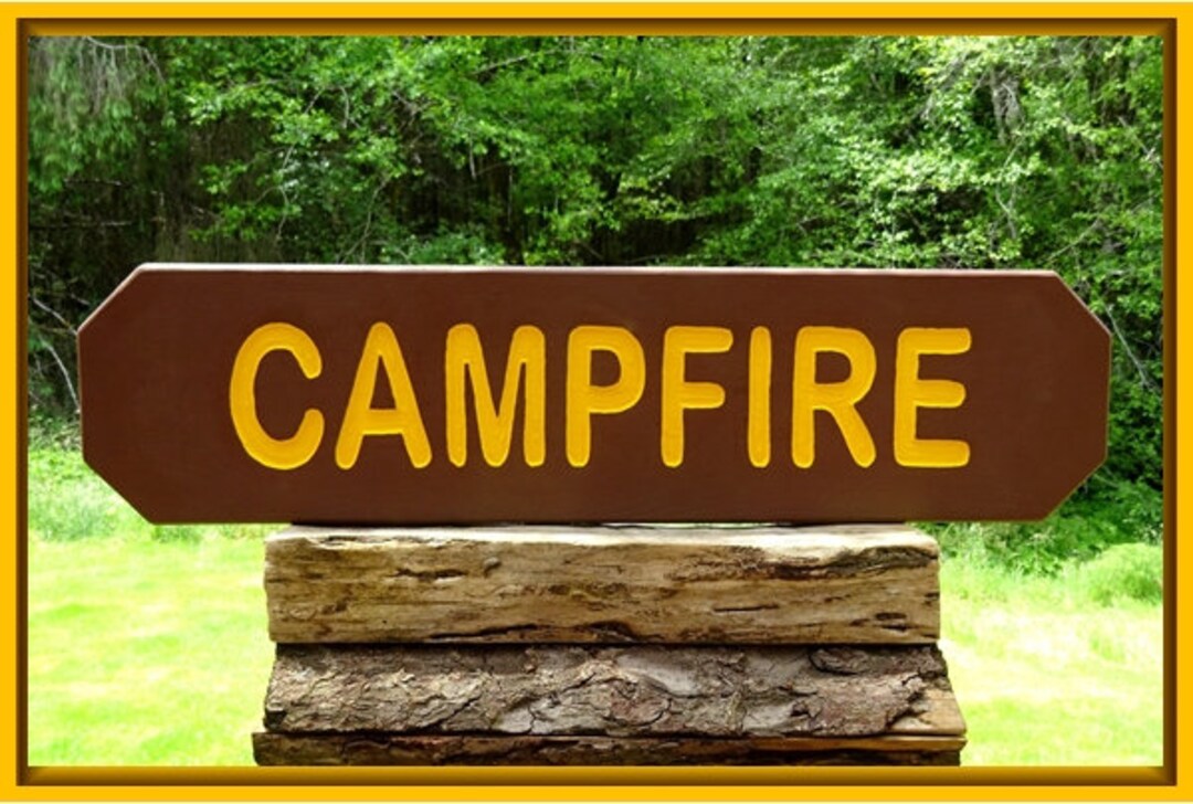 CAMPFIRE Campground Sign, National Park Style Fire Pit House Cabin ...