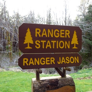 RANGER STATION Sign With Name Add-on, Park Style Trail Road Lodge ...